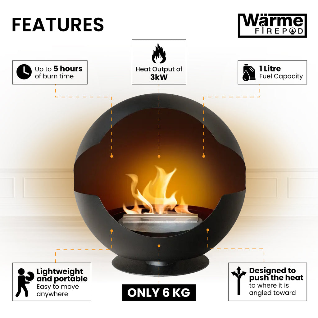 Wärme FirePod Designer Bio Ethanol Freestanding Fireplace – Wärme ...
